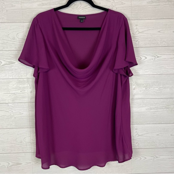 torrid | Tops | Torrid Purple Cowl Neck Blouse Size X | Poshmark